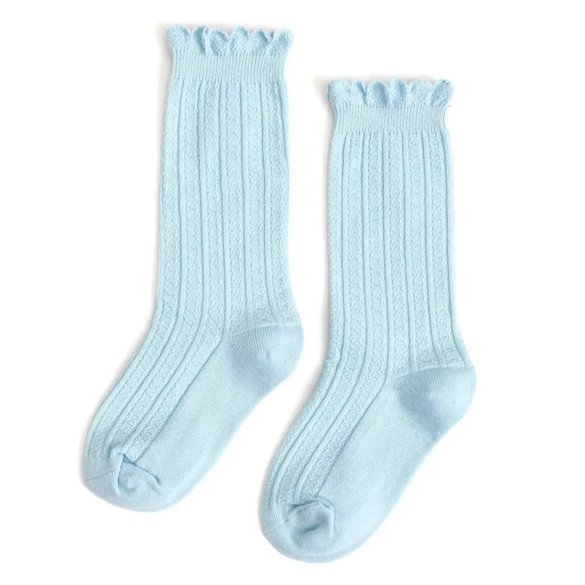 Scalloped Knee Socks in Berkeley Blue – Henry Duvall